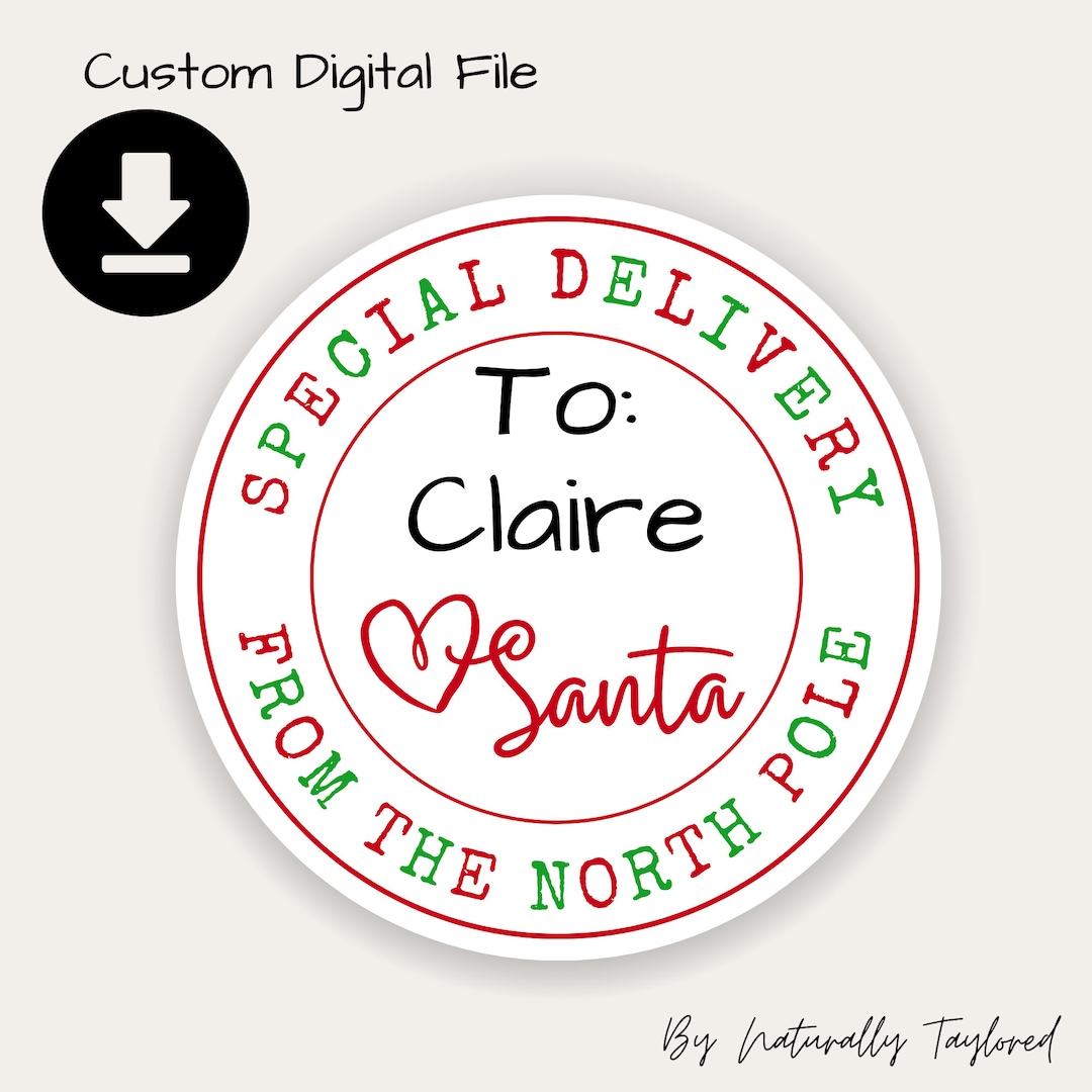 Digital PNG File, Personalized Labels From Santa, Santa Christmas Gift ...
