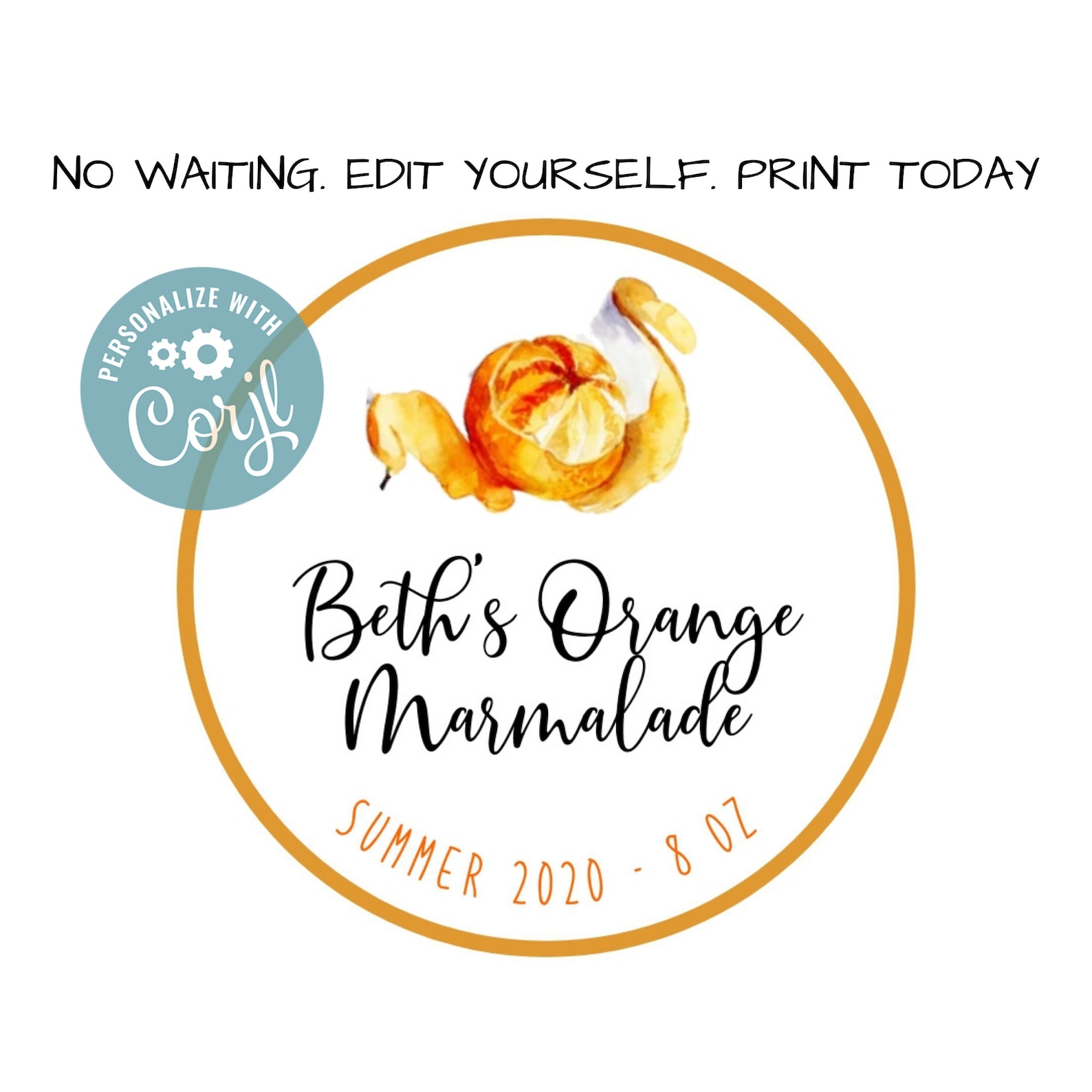 Instant Editable PDF Orange Marmalade Labels Canning Jar - Etsy