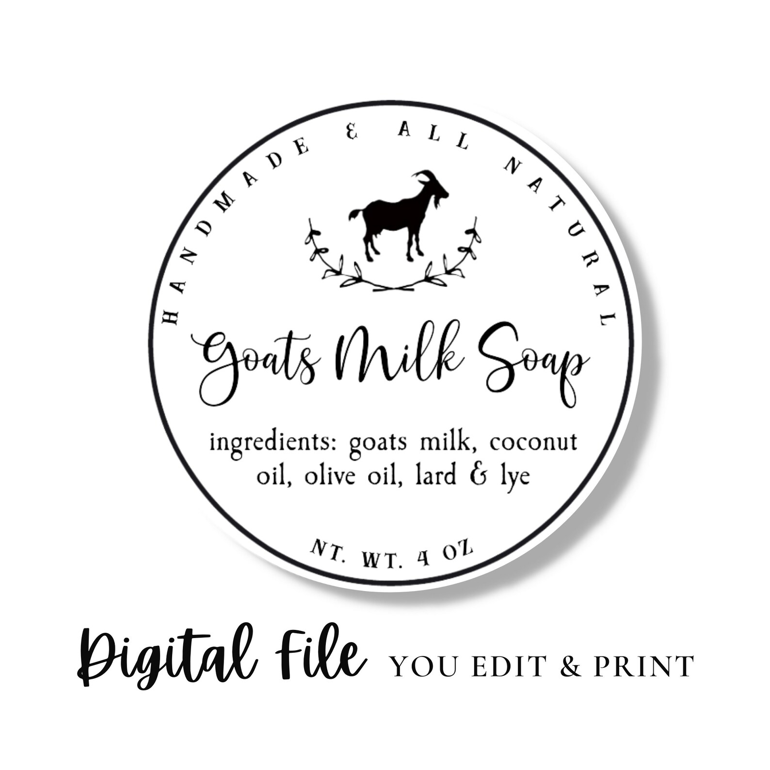 A16 Instant Editable PDF Goats Milk Soap Labels Rustic Goat - Etsy