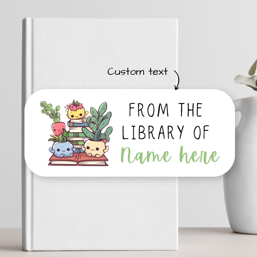 Teacher Book Labels, Kawaii Book Plant Stickers, Personalized Teacher ...