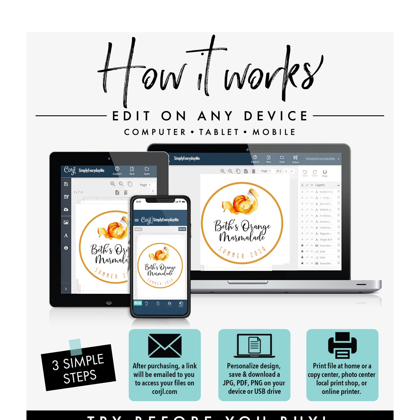 Instant Editable PDF Orange Marmalade Labels Canning Jar - Etsy