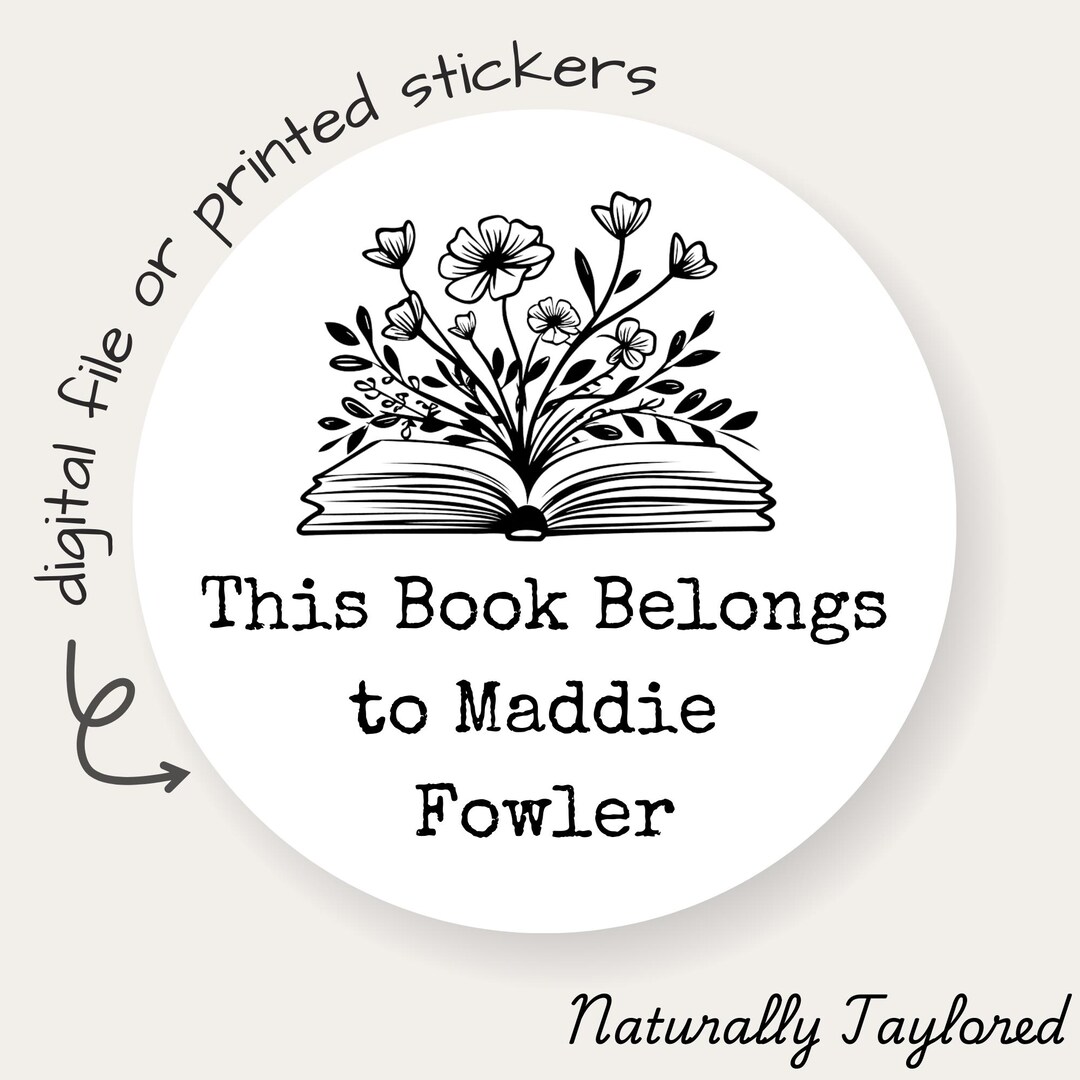 Floral Book Label, This Book Belongs to Labels, From the Library Of ...