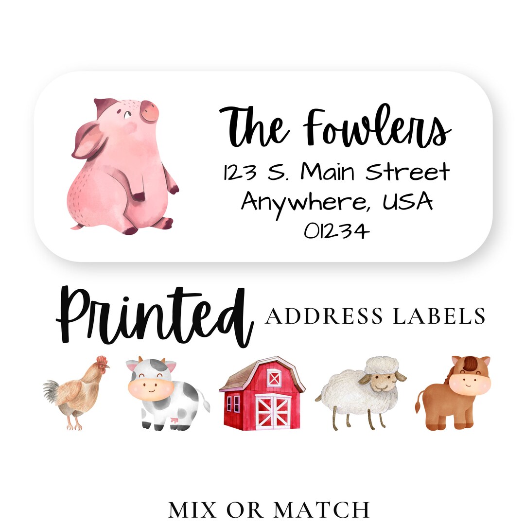 Farm Address Label Set, Farm Animals Return Address Stickers, Farm Baby ...