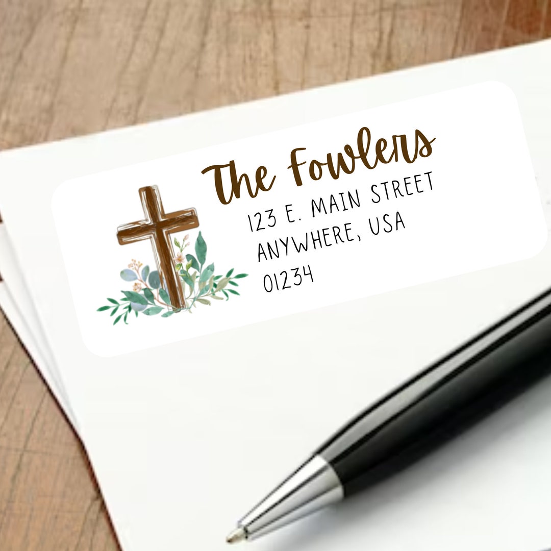Church Address Labels, Cross Return Labels, Christian Church Labels ...