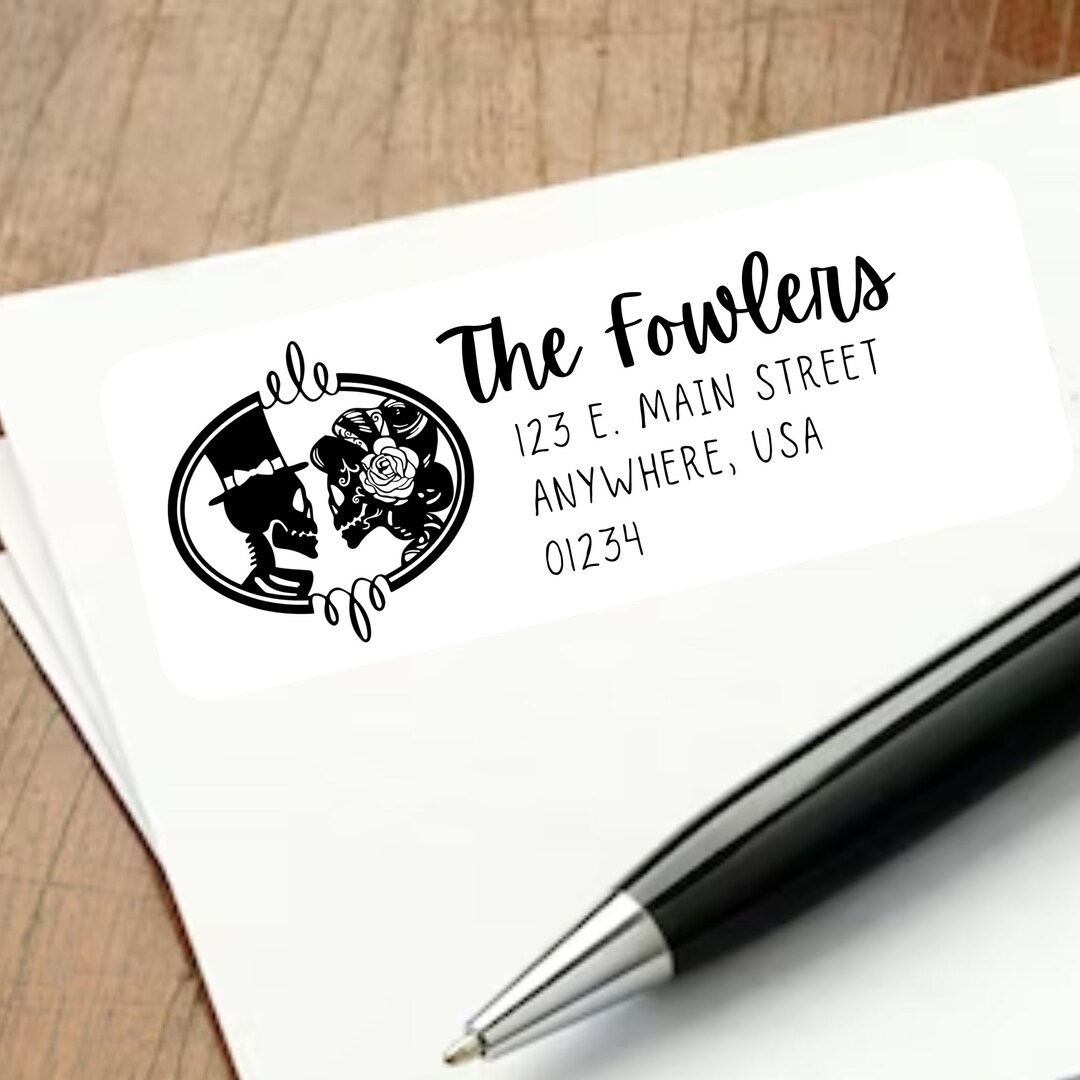 S01, Vintage Wedding Skeleton Couple Address Label, Til Death Do Us ...