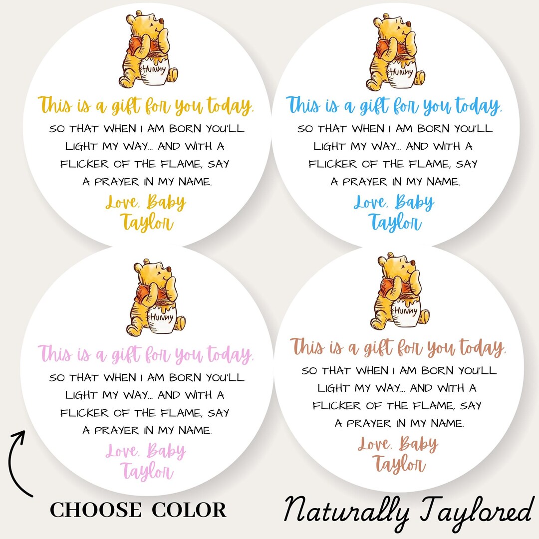40 Winnie the Pooh Baby Shower Candle Labels, Say a Prayer in My Name ...