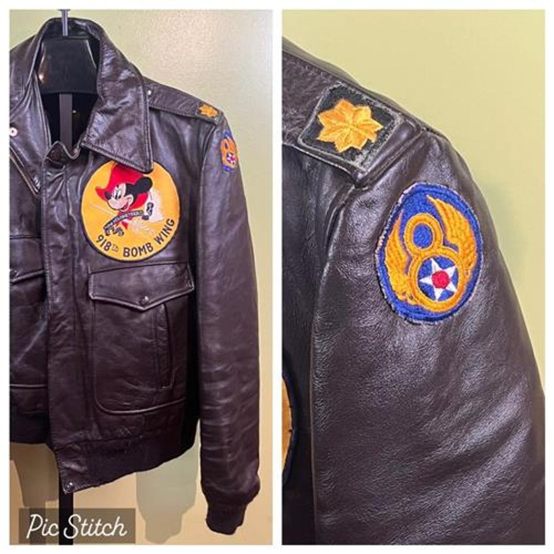 Vtg 50's Golden Fleece Leather Bomber Flight Jacket Sz 44R Brown Talon ...