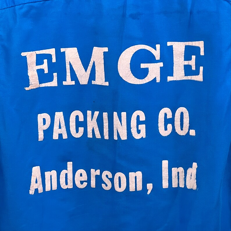 Vintage Hilton Bowling Shirt Sz Small 1970's Blue S/S "emge Packing Co ...