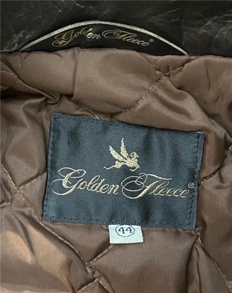 Vtg 50's Golden Fleece Leather Bomber Flight Jacket Sz 44R Brown Talon ...
