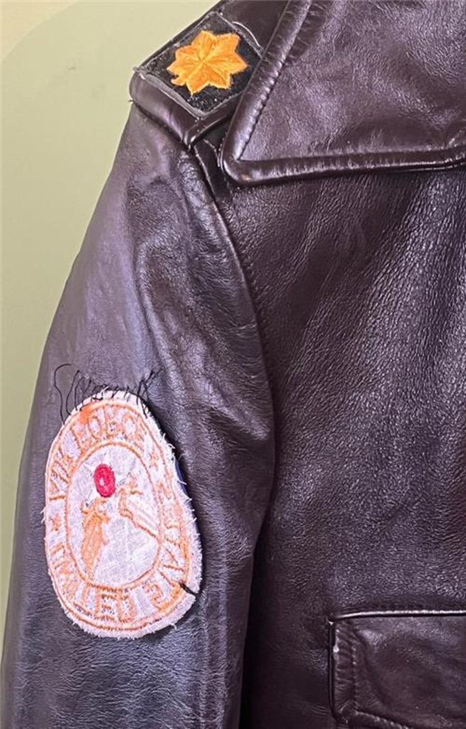 Vtg 50's Golden Fleece Leather Bomber Flight Jacket Sz 44R Brown Talon ...