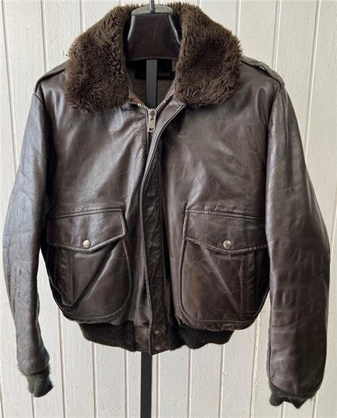 Vtg 1960's COOPER Leather Bomber Jacket Sz 44R Brown IDEAL - Etsy