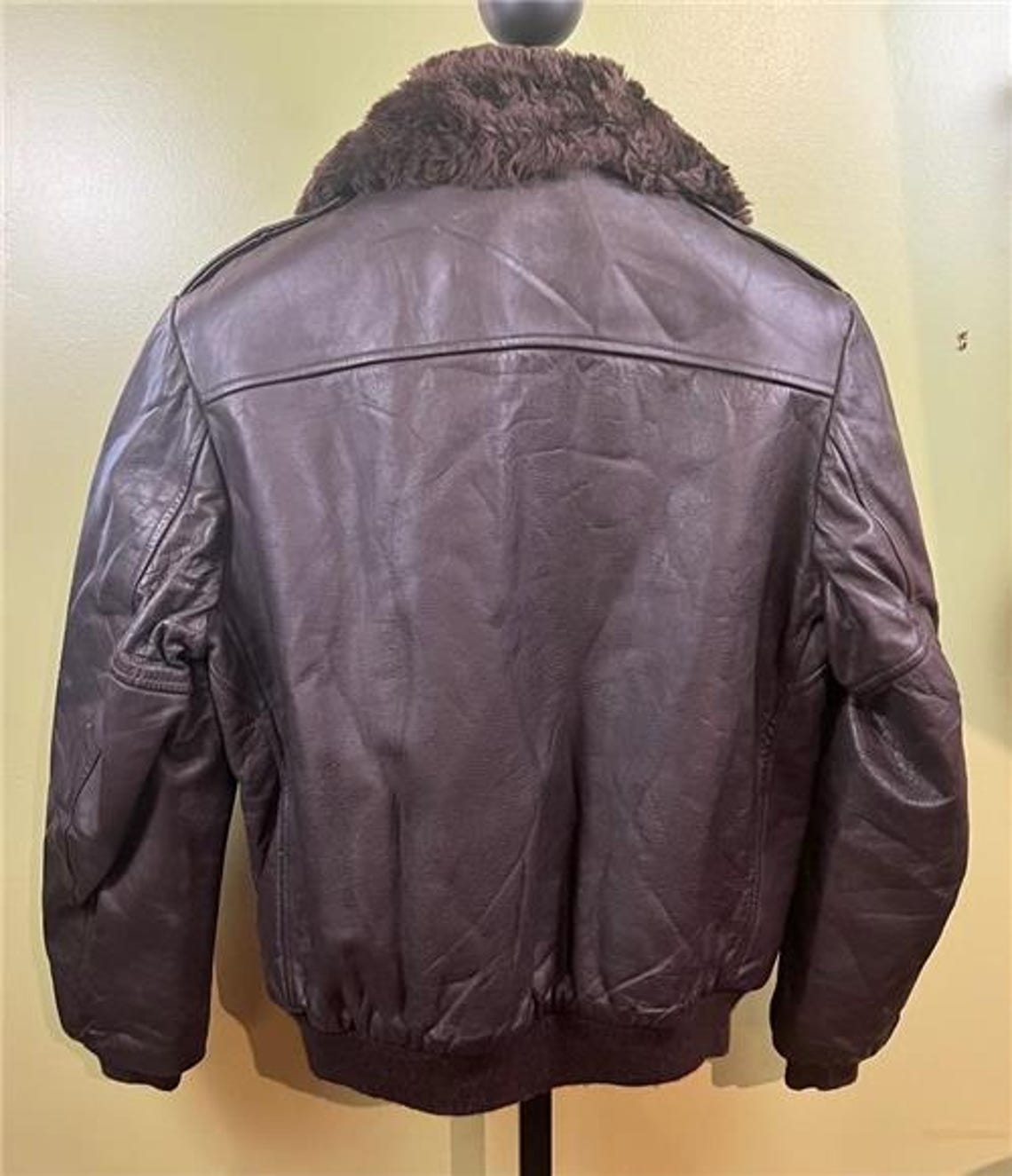 Vtg 60's COOPER Leather Bomber Jacket Sz 42R Brown Talon Fur Collar - Etsy