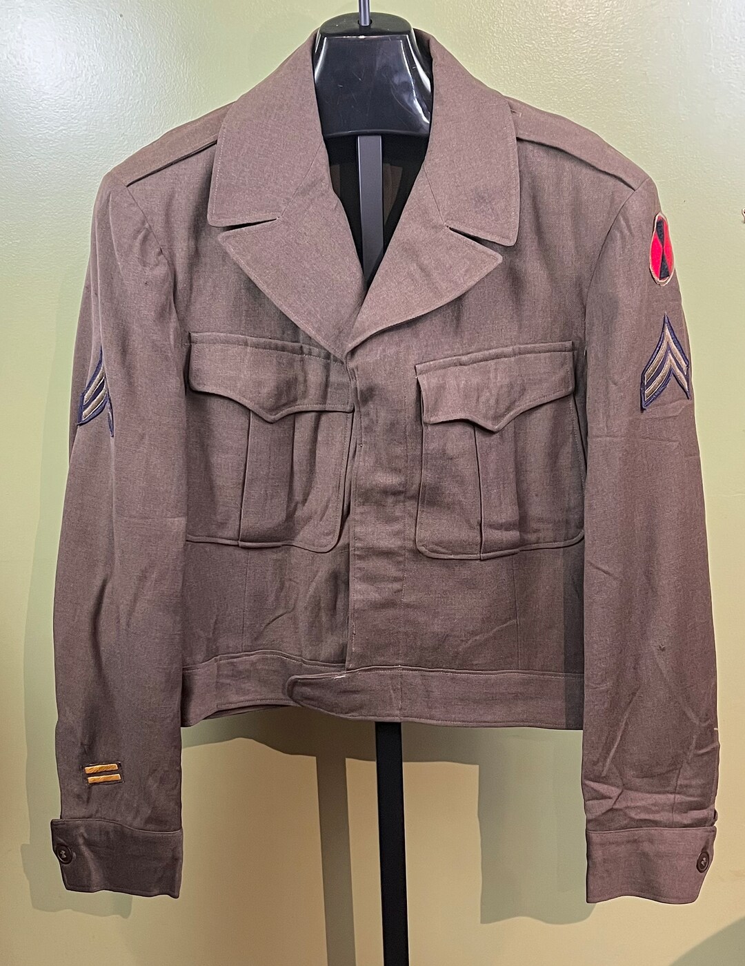 Ww2 Us Army Jacket Sz 38l Wool Ike Coat Vintage Olive Pins 7th Inf Corporal Etsy