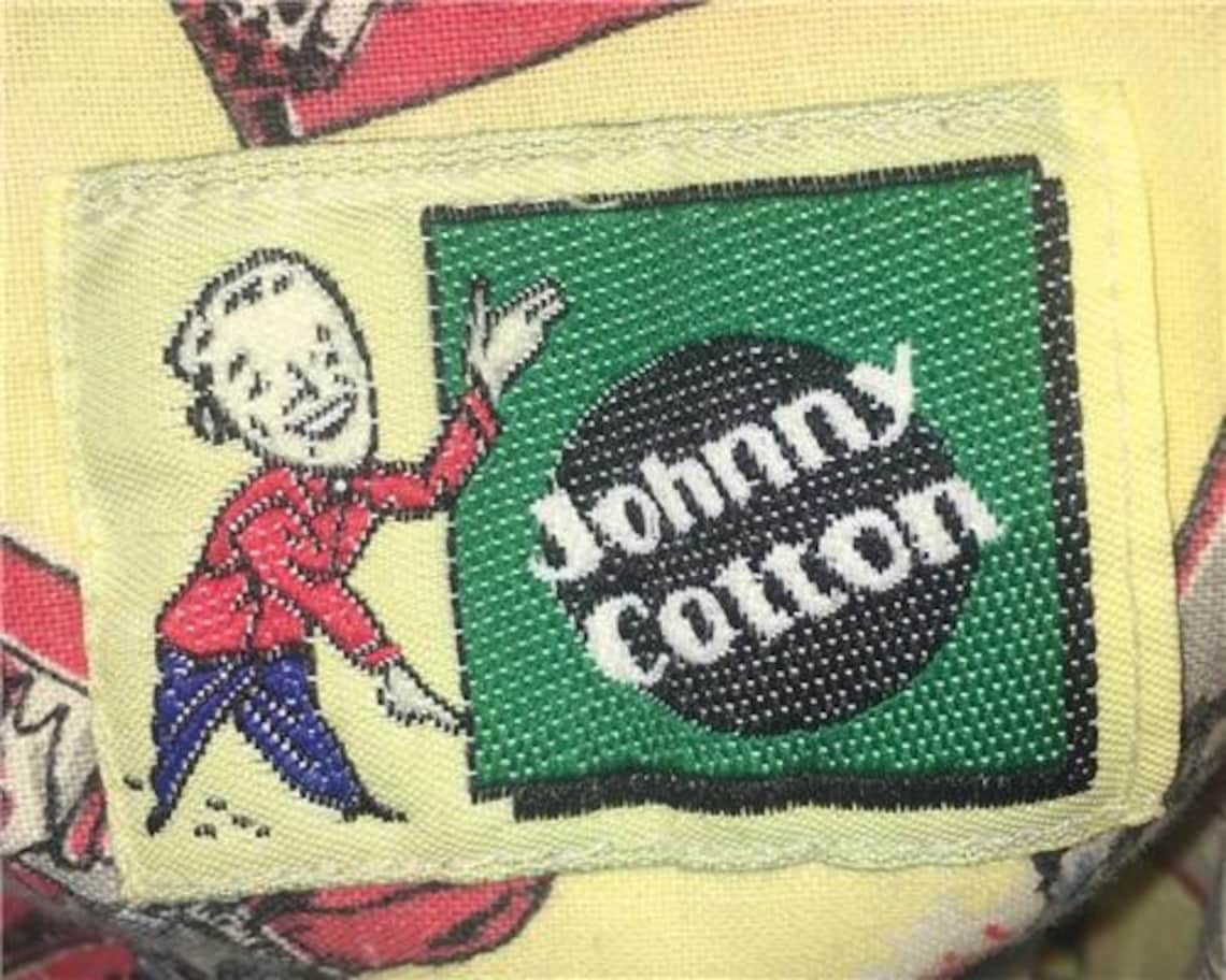 Vtg Johnny Cotton Shirt sz Sm / Med 1960's S/S Yellow w/ a | Etsy