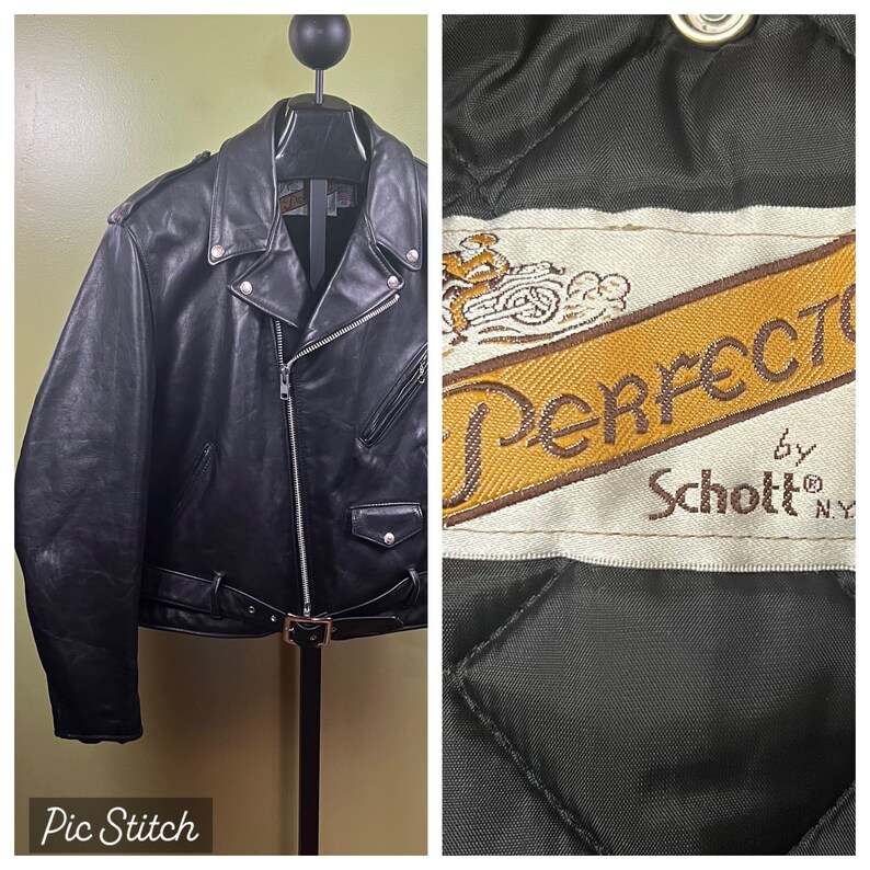 Schott NYC Perfecto Leather Jacket Sz 48 Motorcycle Style W/ Belt - Etsy