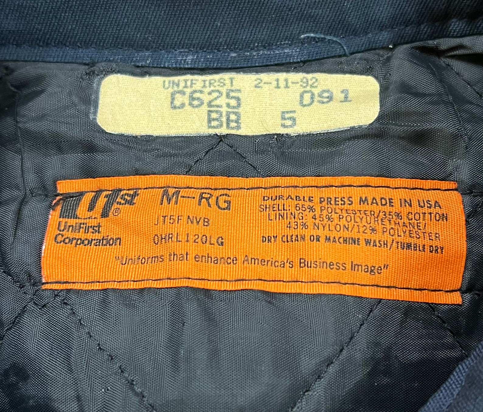 Vtg 60's Unifirst Workwear Jacket Med Navy Lined Damascus Fuel TALON ...