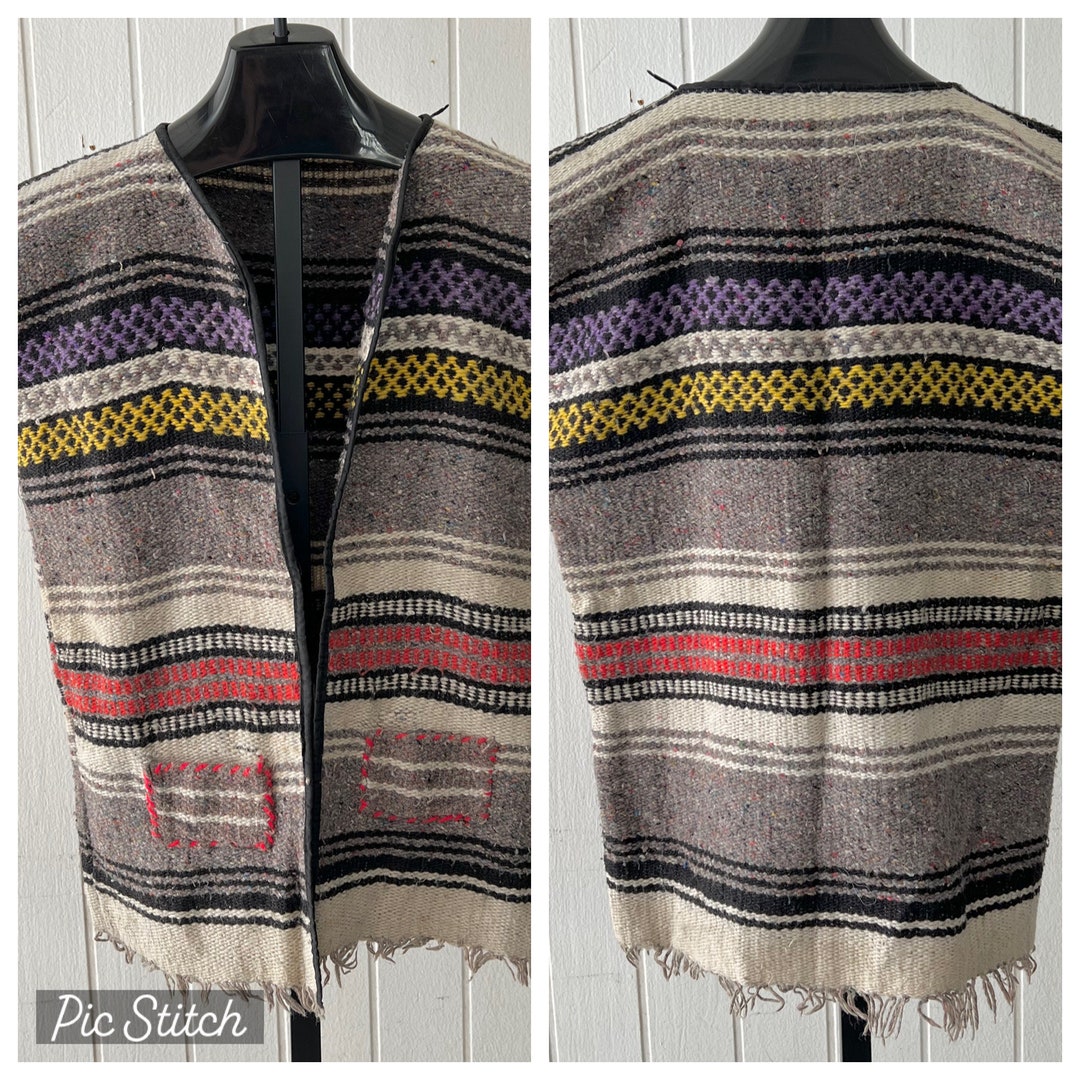 Vtg 1960's Mexican Blanket Serape Vest Sz Small / 40 - Etsy