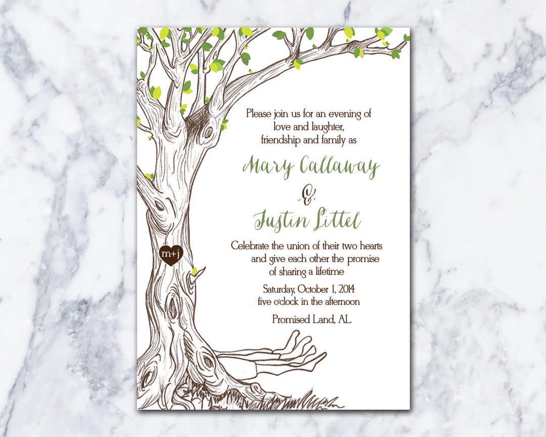 The Giving Tree Wedding Invitation Hand Drawn - Etsy