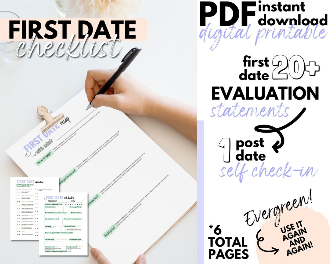 First Date Checklist A Dating Guide to Finding the Right - Etsy