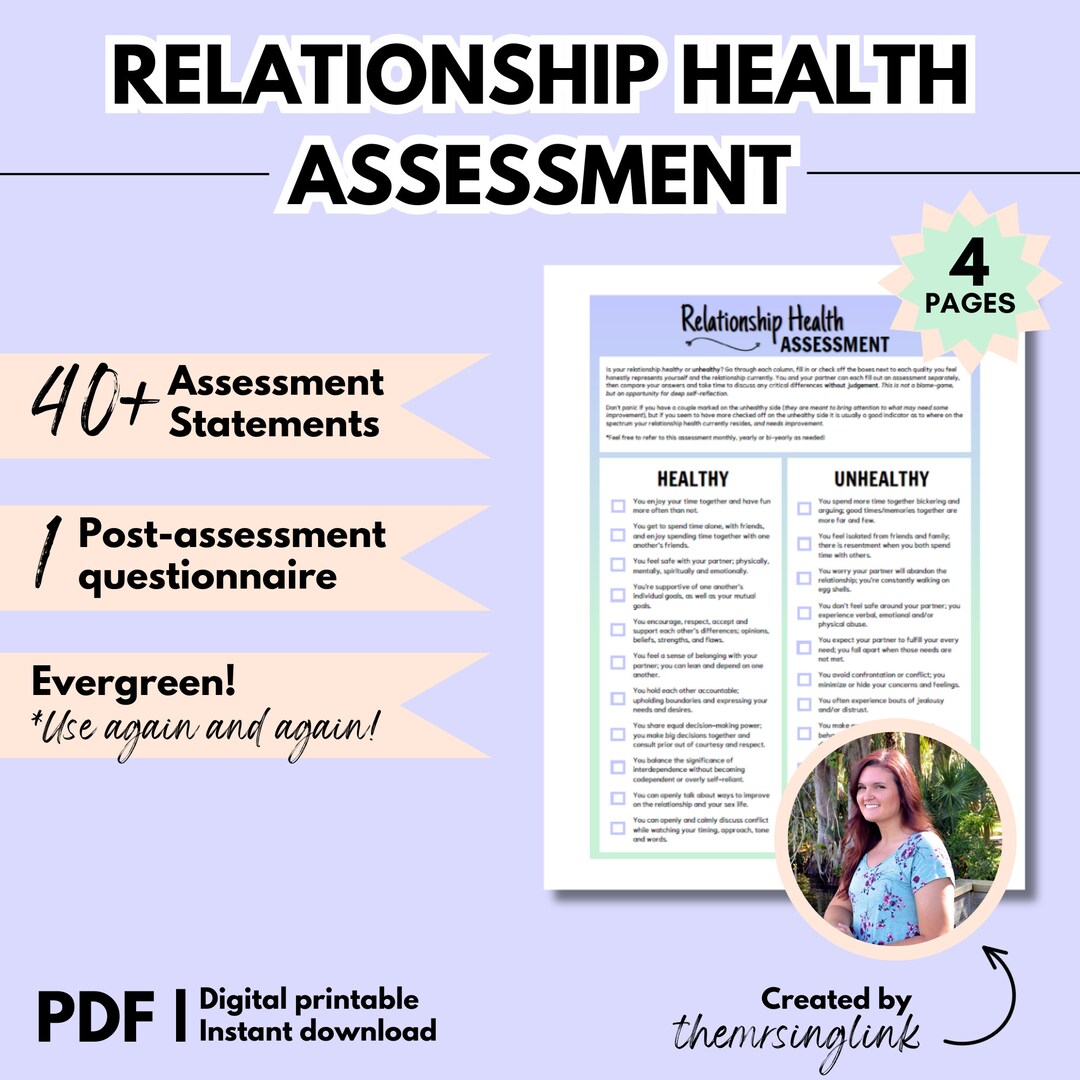 Relationship Health Assessment Evergreen Self Help Worksheet ...