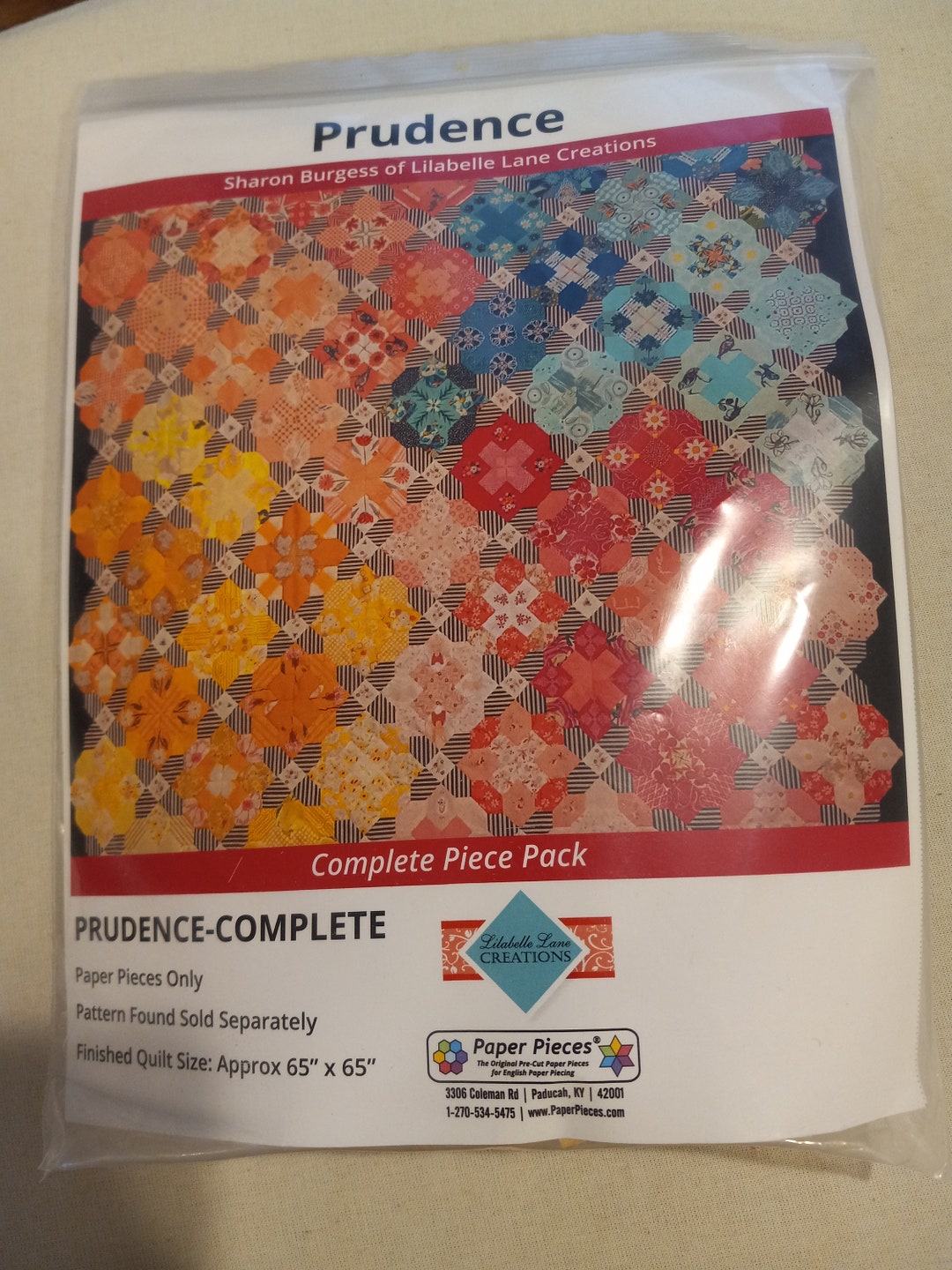 Prudence Quilt Kit by Lillabelle Lane Creations EPP Kit, English Paper Piecing Quilt Kit ...