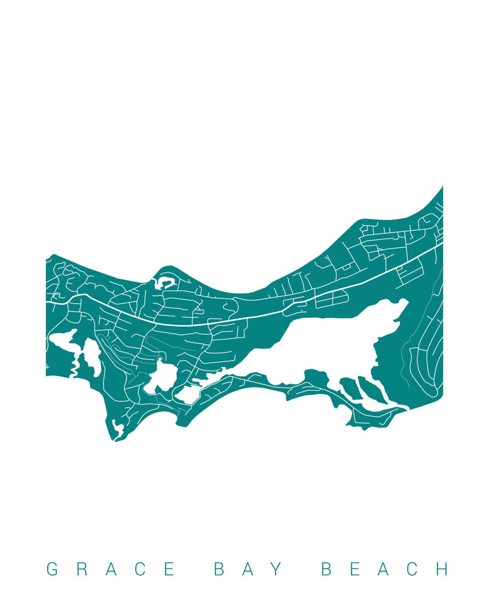 Grace Bay Beach Map Art / Grace Bay Beach Print Art / Turks | Etsy