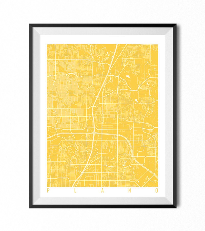 PLANO Map Art Print / Texas Poster / Plano Wall Art Decor / - Etsy
