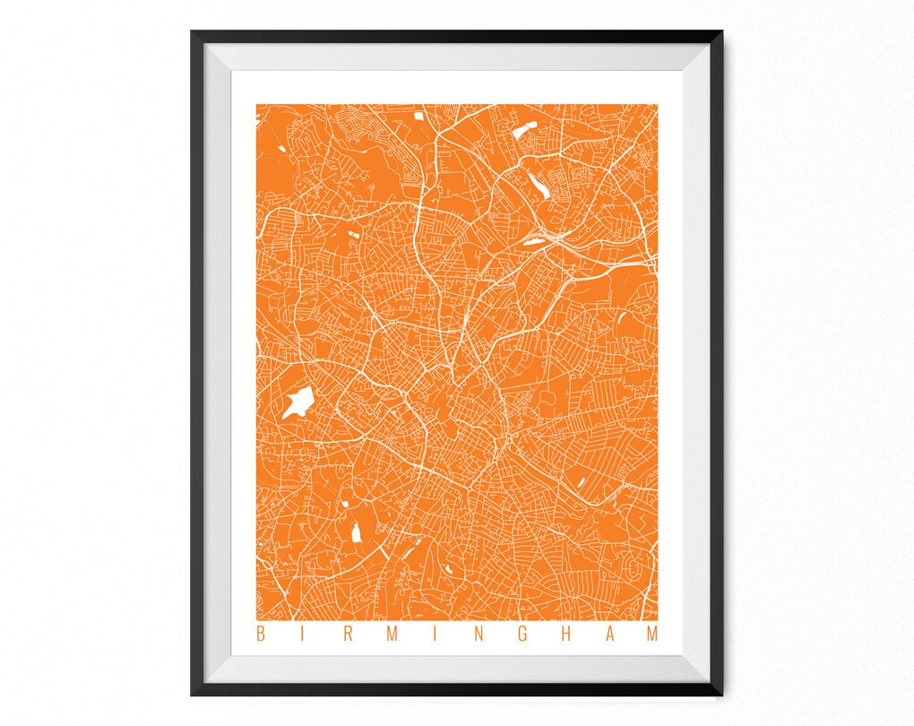 BIRMINGHAM Map Art Print / England Poster / Birmingham Wall | Etsy