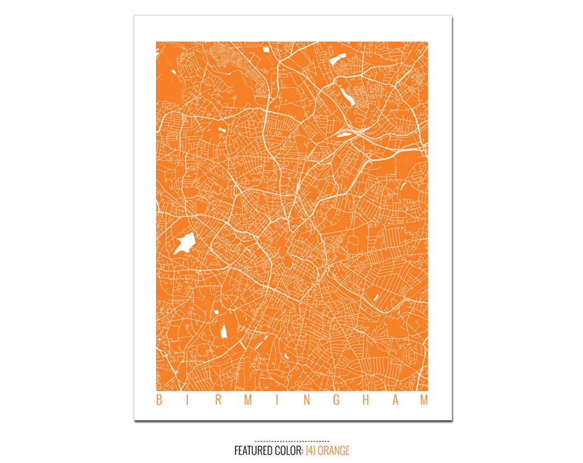 BIRMINGHAM Map Art Print / England Poster / Birmingham Wall | Etsy