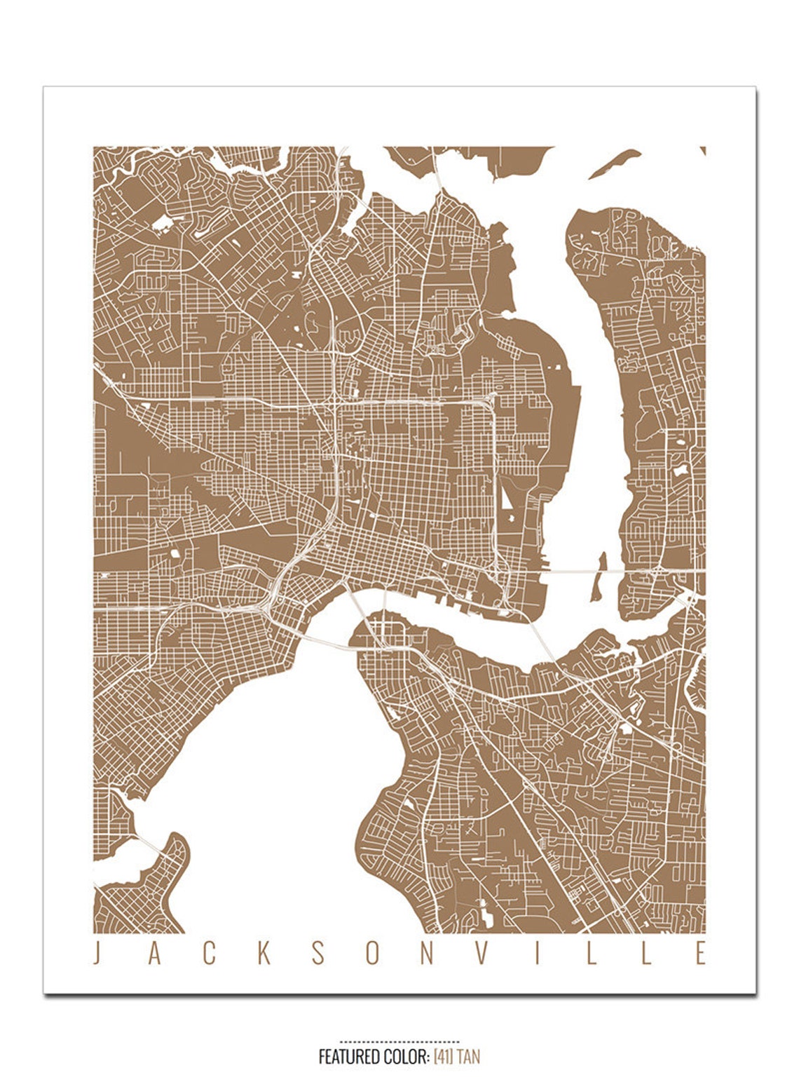 JACKSONVILLE Map Art Print / Florida Poster / Jacksonville | Etsy