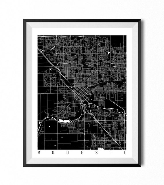 MODESTO Map Art Print / California Poster / Modesto Wall Art - Etsy