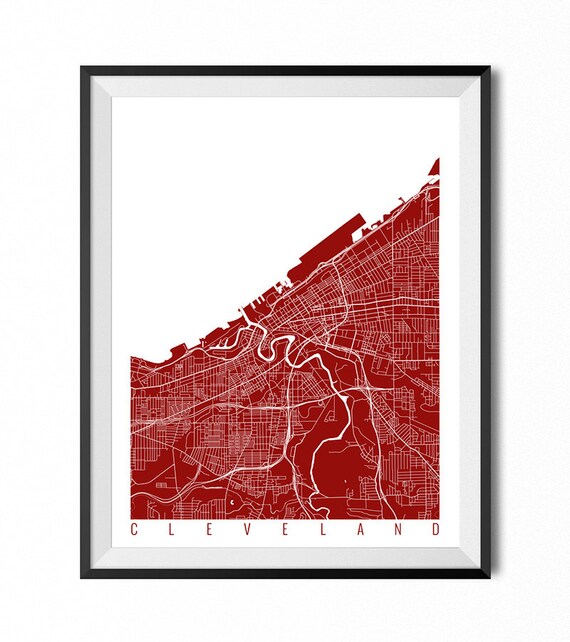 CLEVELAND Map Art Print / Ohio Poster / Cleveland Wall Art | Etsy