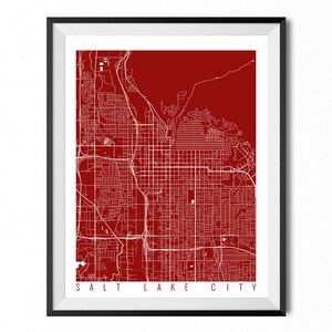 SALT LAKE CITY Map Art Print / Utah Poster / Salt Lake City Wall Art ...