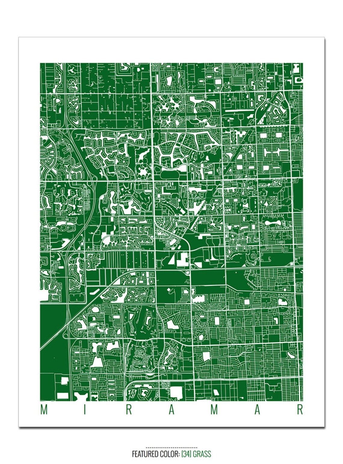 MIRAMAR Map Art Print / Florida Poster / Miramar Wall Art - Etsy