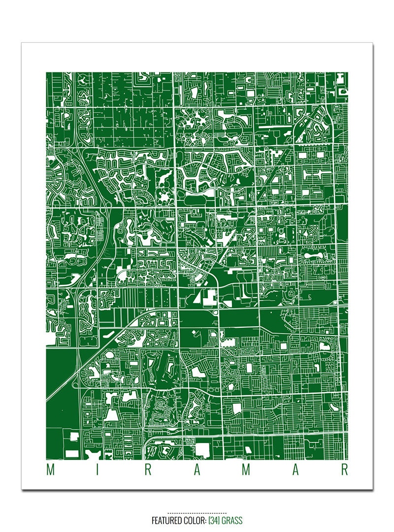 MIRAMAR Map Art Print / Florida Poster / Miramar Wall Art - Etsy