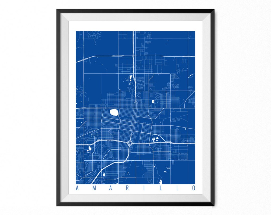 Amarillo City Map Art Print / Amarillo Poster / Amarillo Wall Art ...
