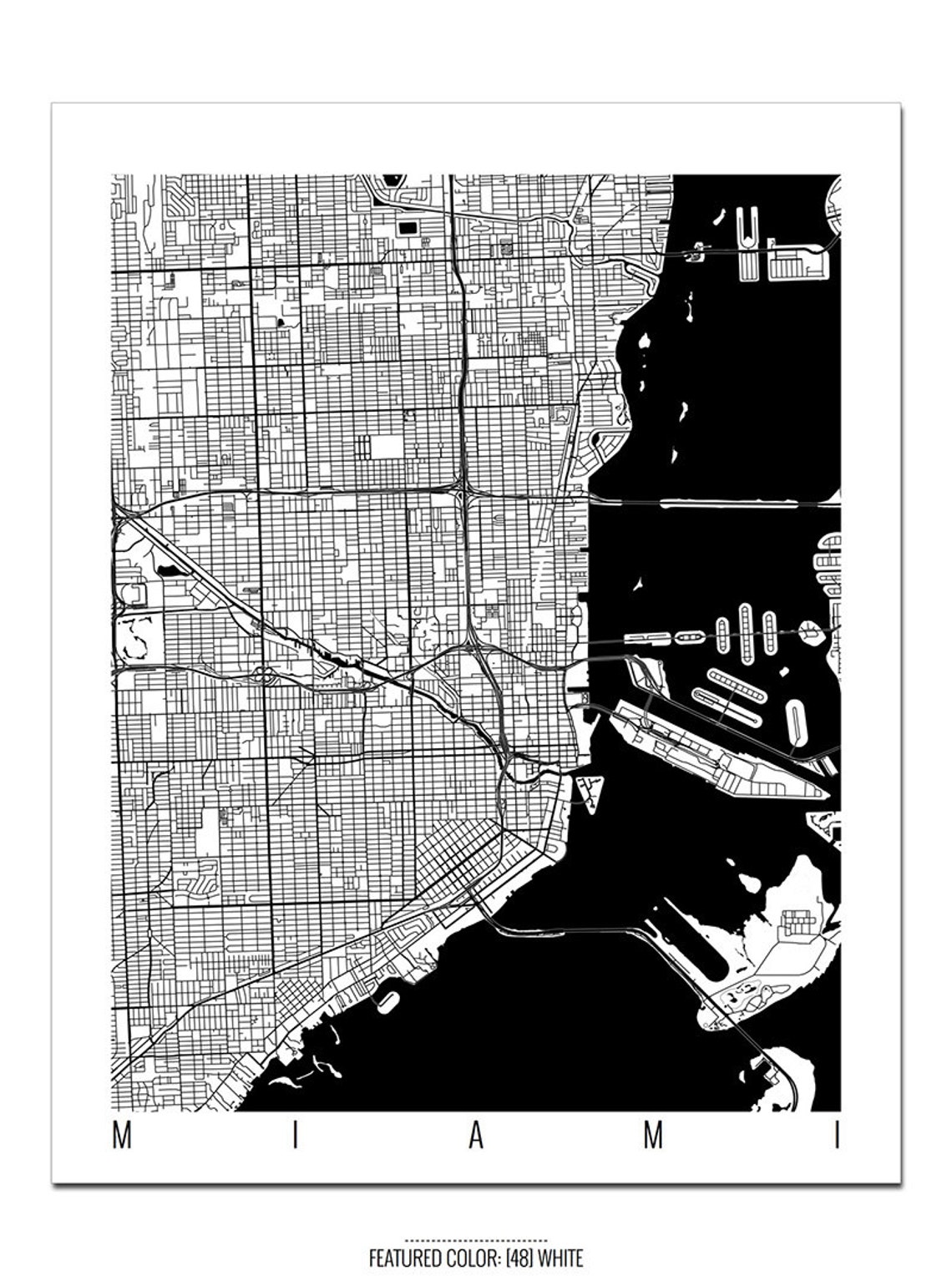 MIAMI Map Art Print / Florida Poster / Miami Wall Art Decor / | Etsy