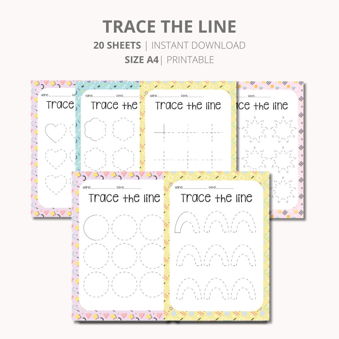 Preschool Line Tracing Worksheets: A4 Printable Bundle (digital ...