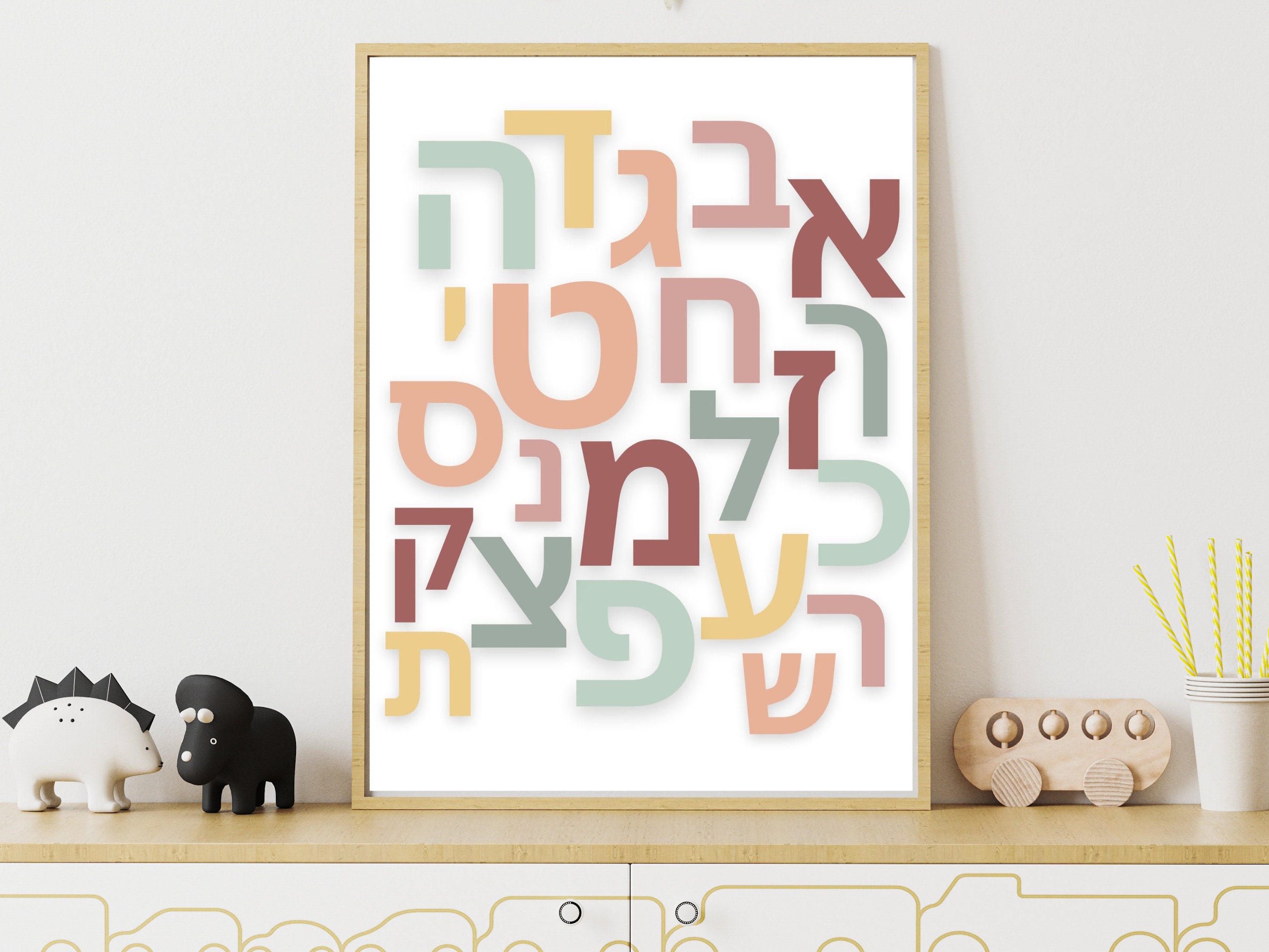 Hebrew Alphabet Poster | Aleph Bet Printable | Alphabet | Rainbow ...