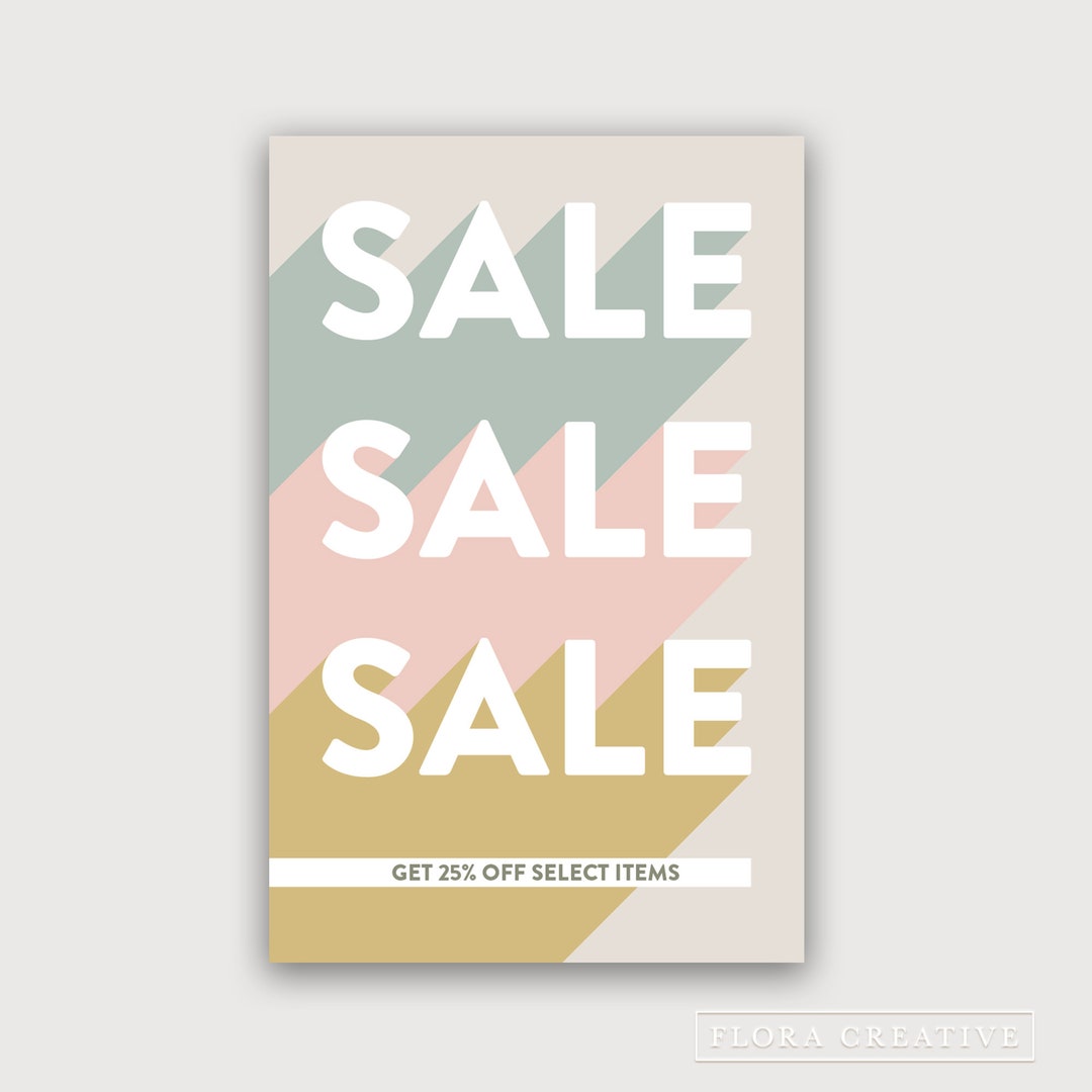 Retail Business Retro Sale Poster / Sign Template for Store Window - Etsy