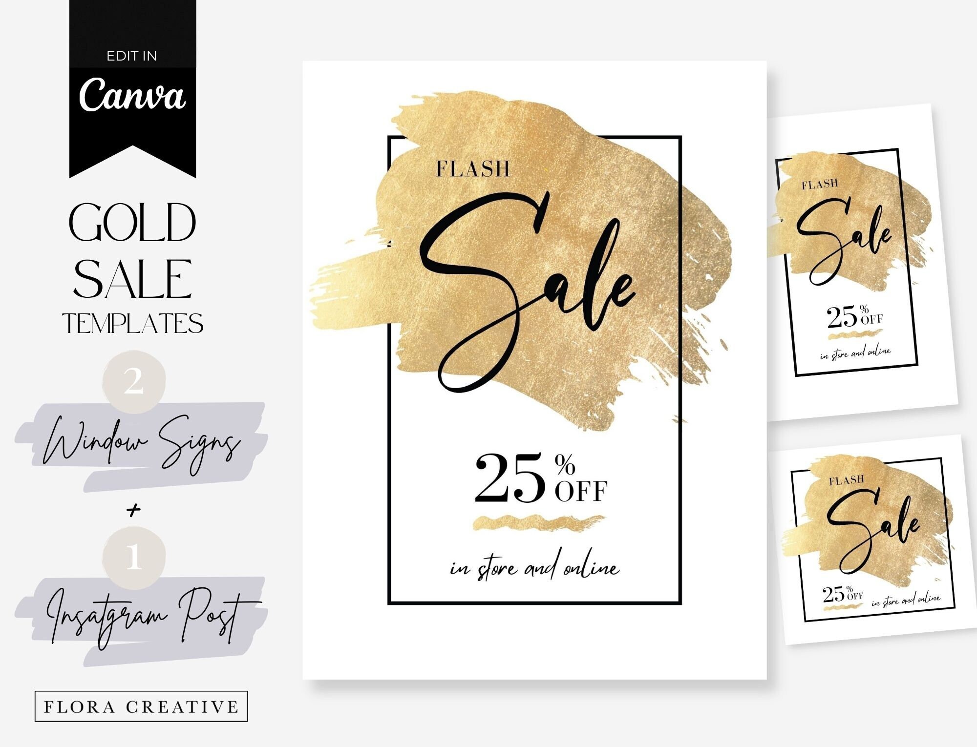 Retail Window Signs and Instagram Post Templates for Canva - Fashion ...