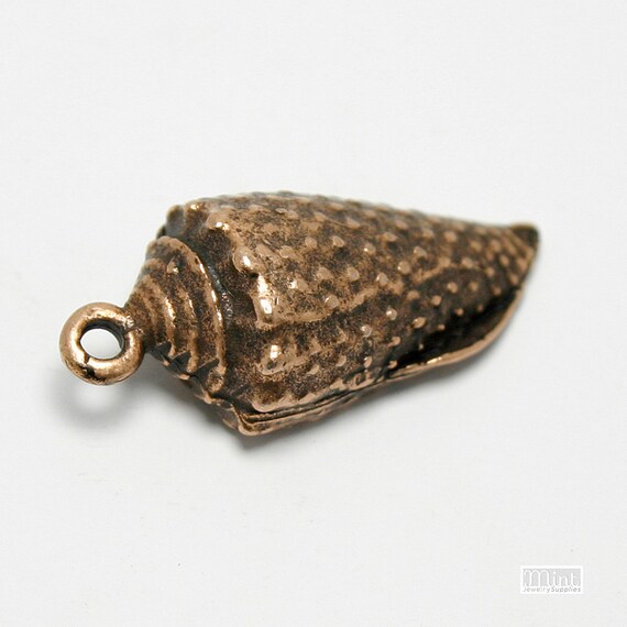 Conch Shell Charm Copper Plated Seashell Pendant Made in - Etsy