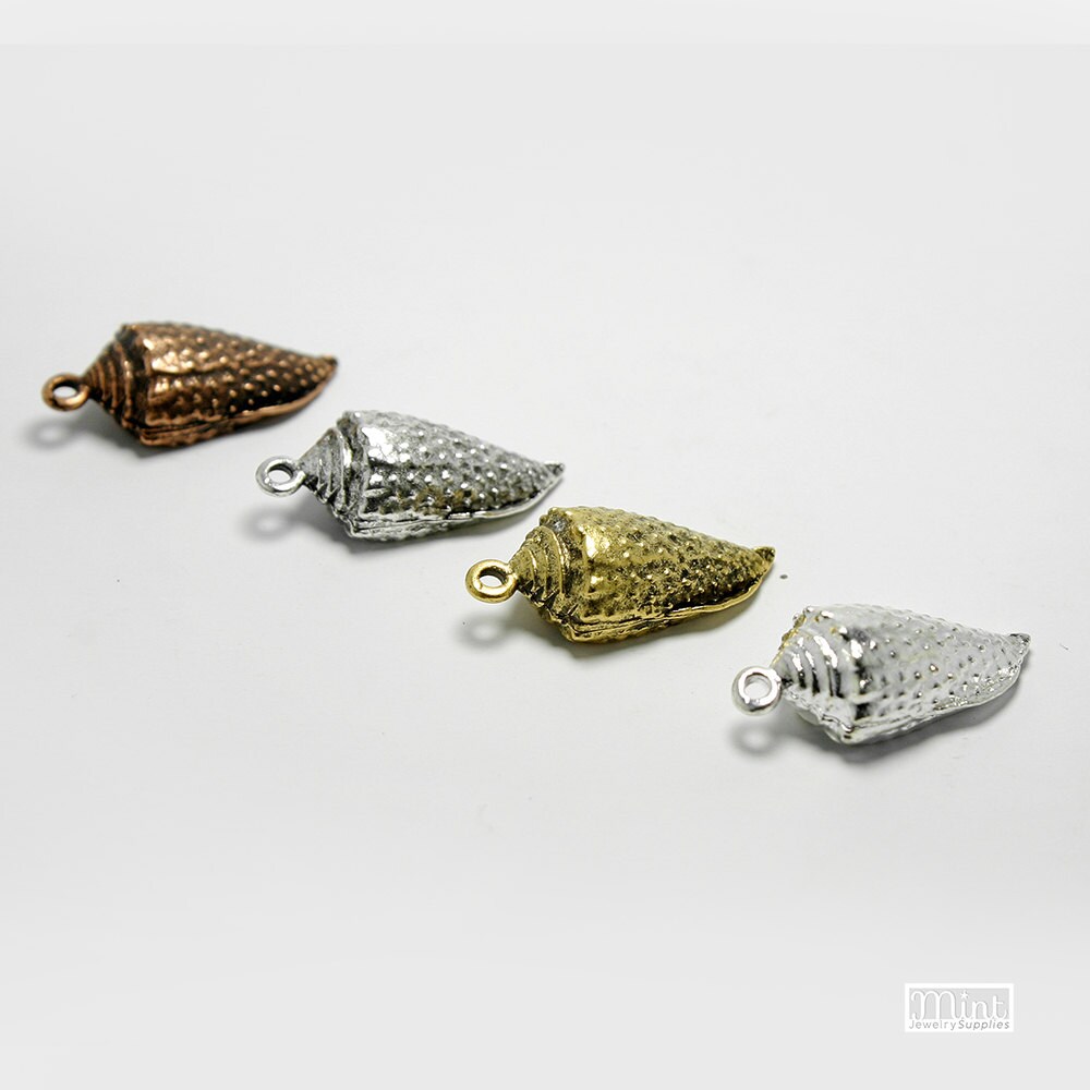 Conch Shell Charm Copper Plated Seashell Pendant Made in - Etsy