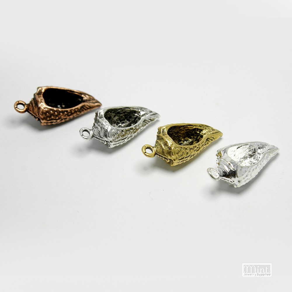 Conch Shell Charm Copper Plated Seashell Pendant Made in - Etsy