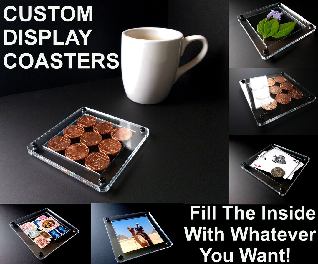 FILL YOUR OWN Custom Coasters! Put Anything Inside, Coffee/tea/drink ...