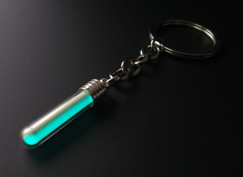 SKY BLUE Glow in the Dark Keyring / Key Chain Pure Strontium Aluminate ...