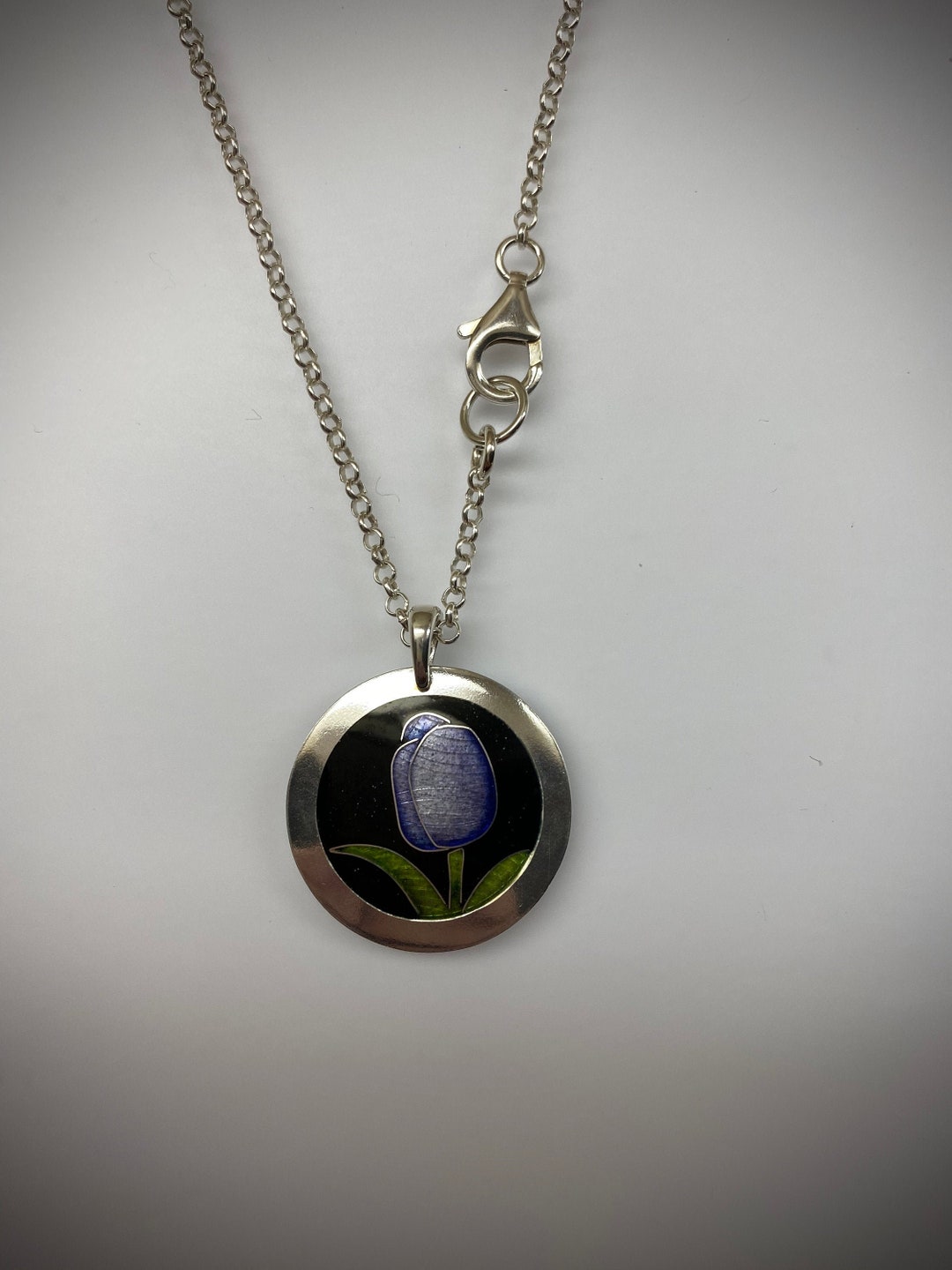 Enamel Pendant, Champleve, Cloisonné, Made in the USA, Sterling Silver ...