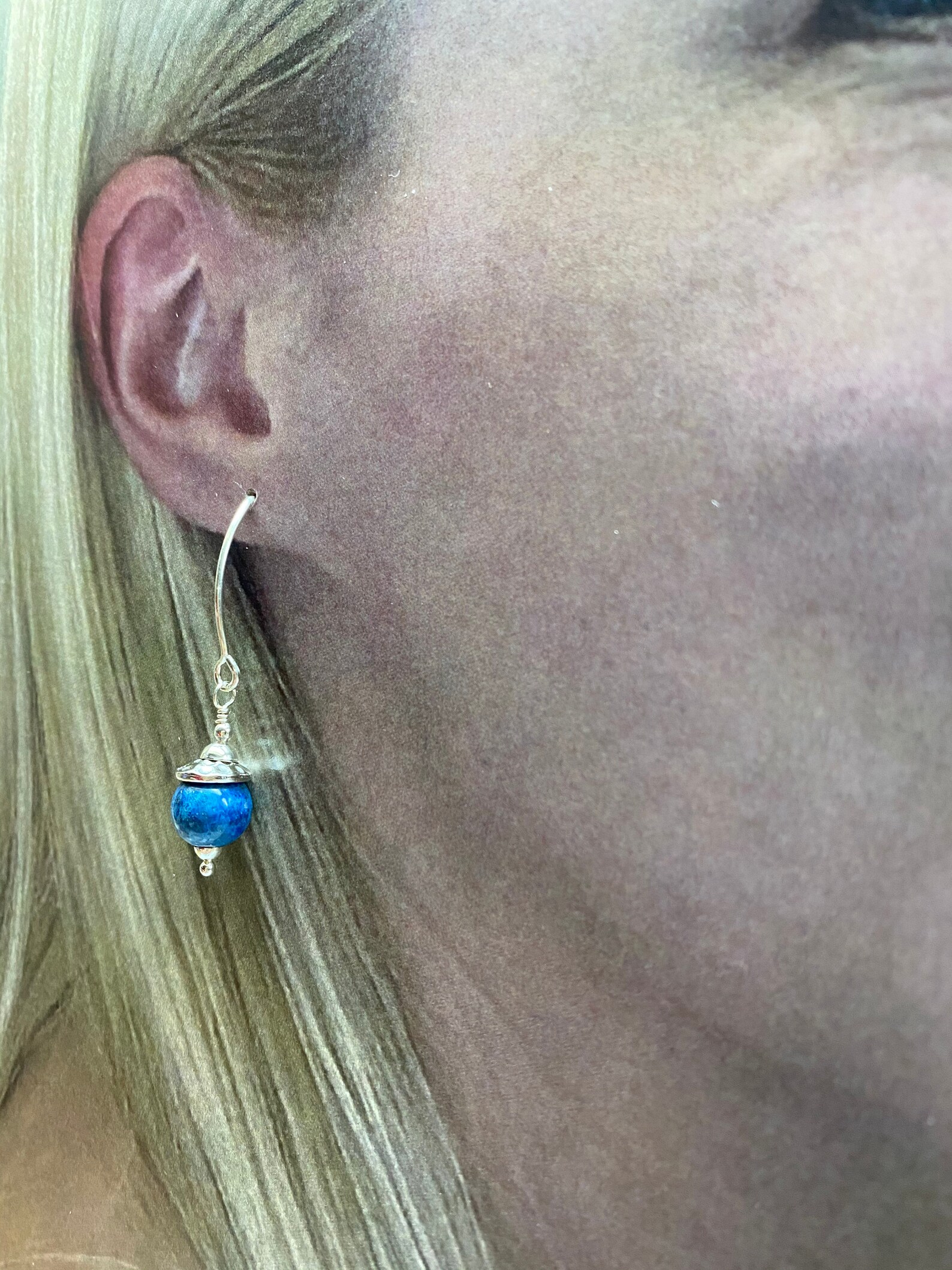 Lapis beaded sterling silver earrings. Blue earrings. | Etsy