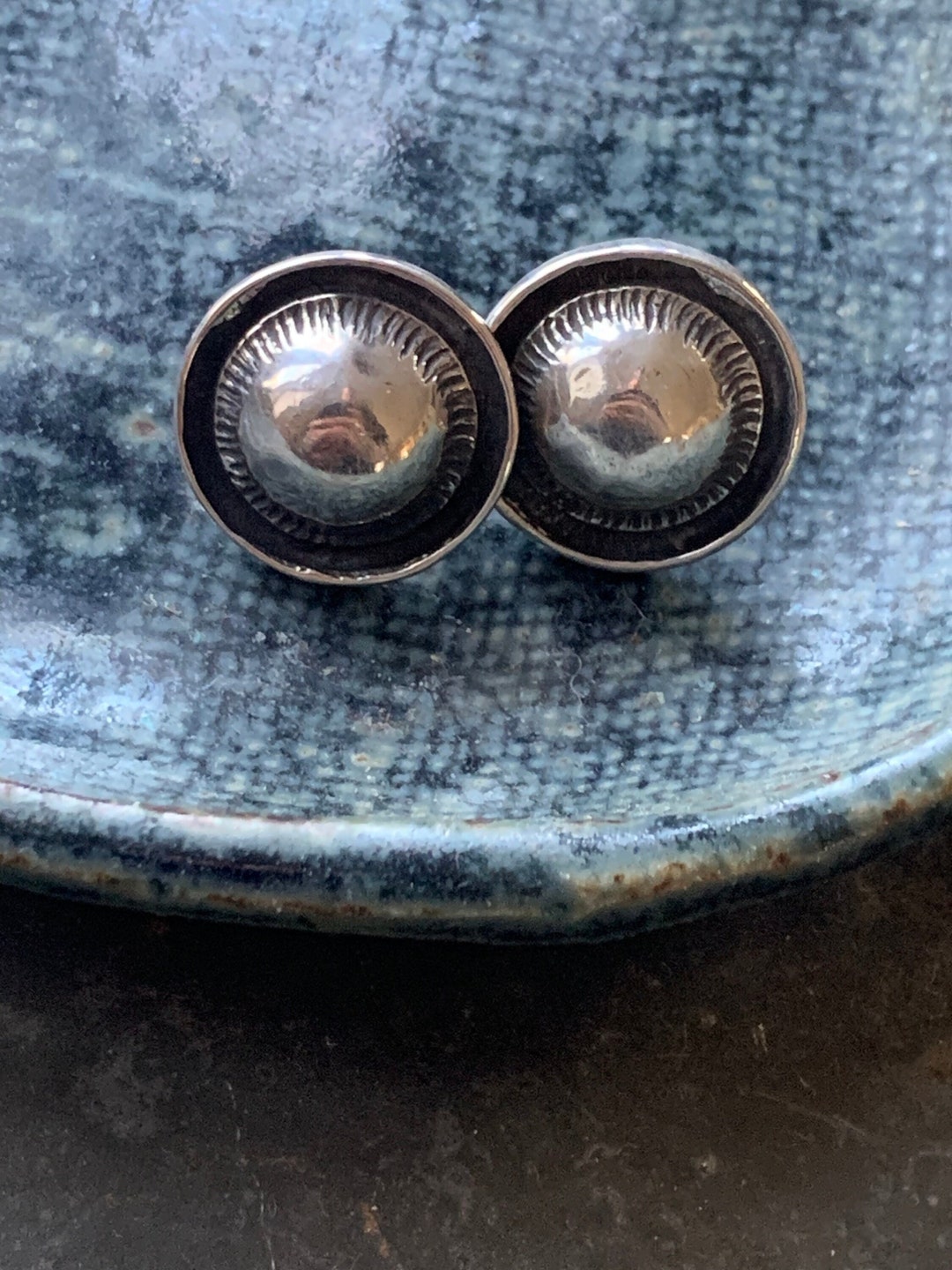 Vintage Sterling Silver Dome Studs - Etsy