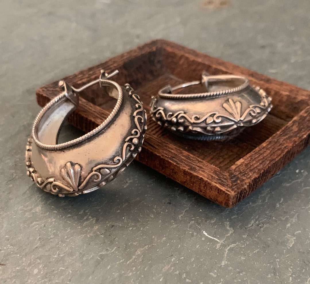 Unique Vintage Silver Hoops From Nepal - Etsy